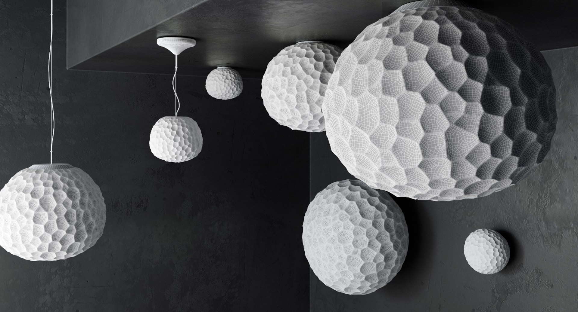 3d meteorite lamp artemide suspension model