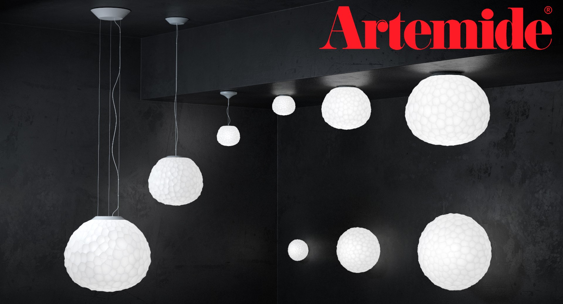 3d meteorite lamp artemide suspension model