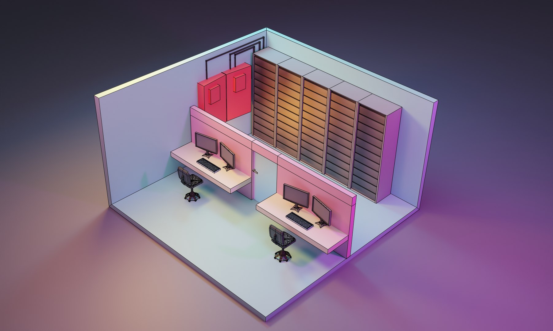 3D Low Poly Server Room - TurboSquid 1870085
