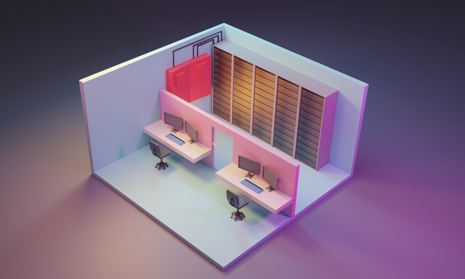 3D Low Poly Server Room - TurboSquid 1870085