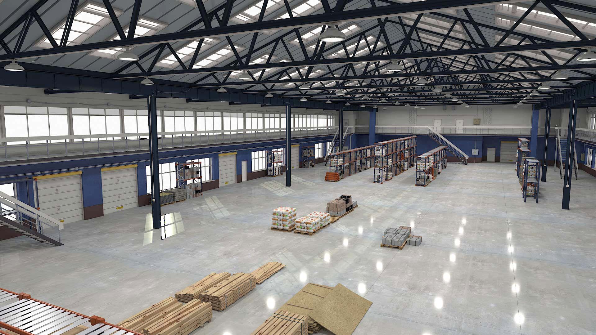 Warehouse Interior And Exterior PBR 02b Storage Facility Model ...