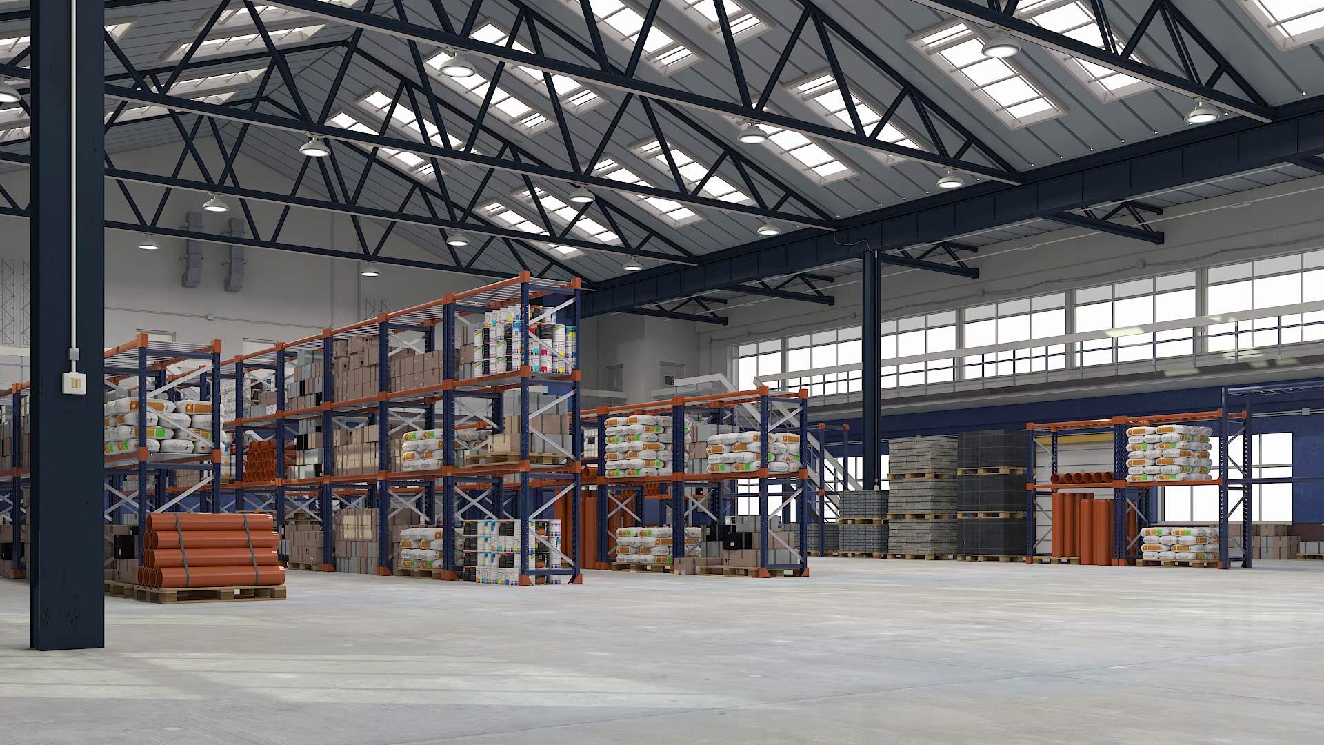 Warehouse Interior And Exterior PBR 02b Storage Facility Model ...