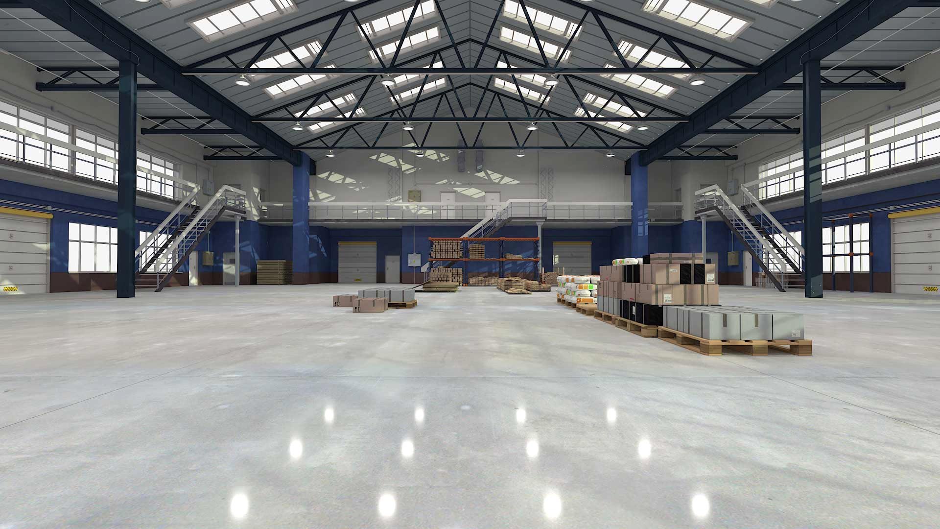 Warehouse Interior And Exterior PBR 02b Storage Facility Model ...