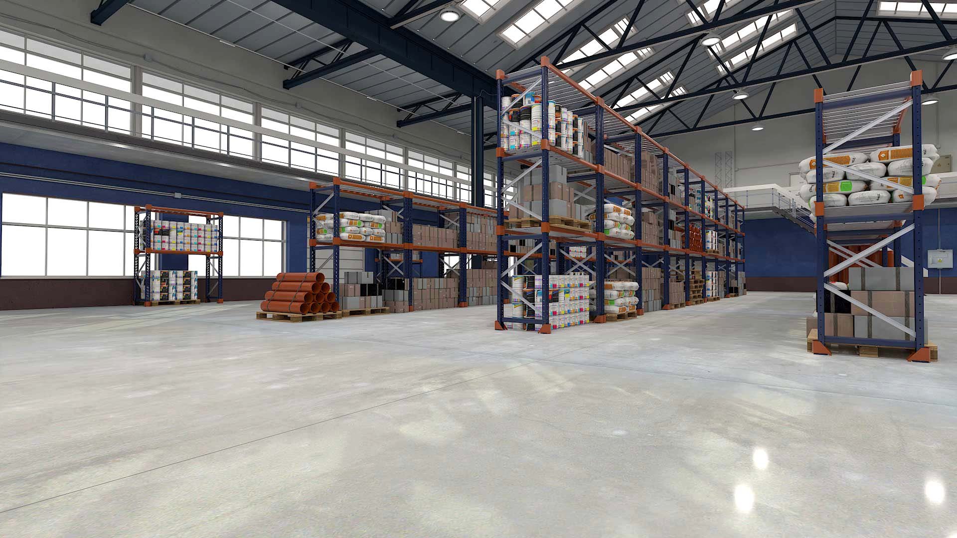 Warehouse Interior And Exterior PBR 02b Storage Facility Model ...