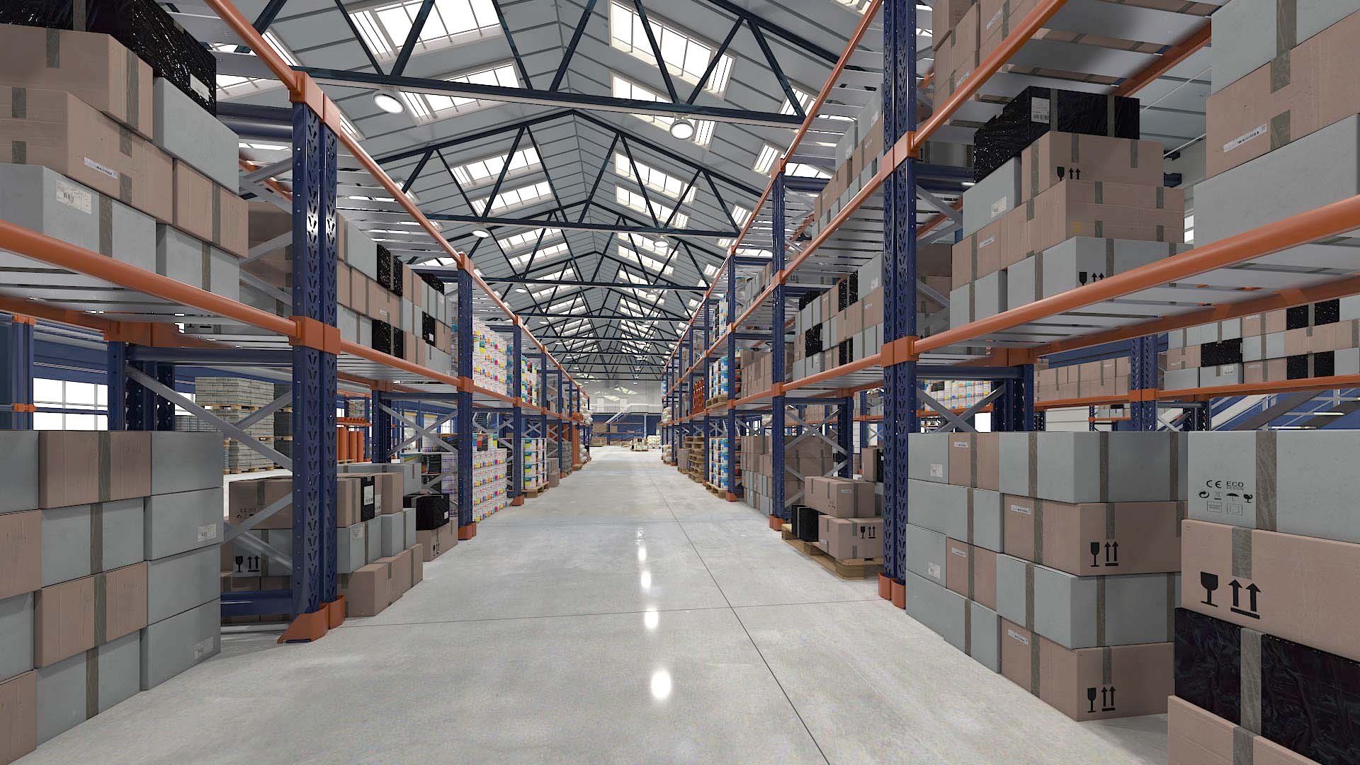 Warehouse Interior And Exterior PBR 02b Storage Facility Model ...