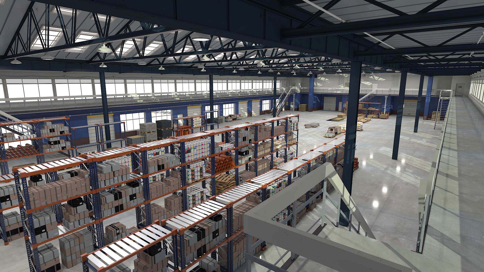 Warehouse Interior And Exterior PBR 02b Storage Facility Model ...