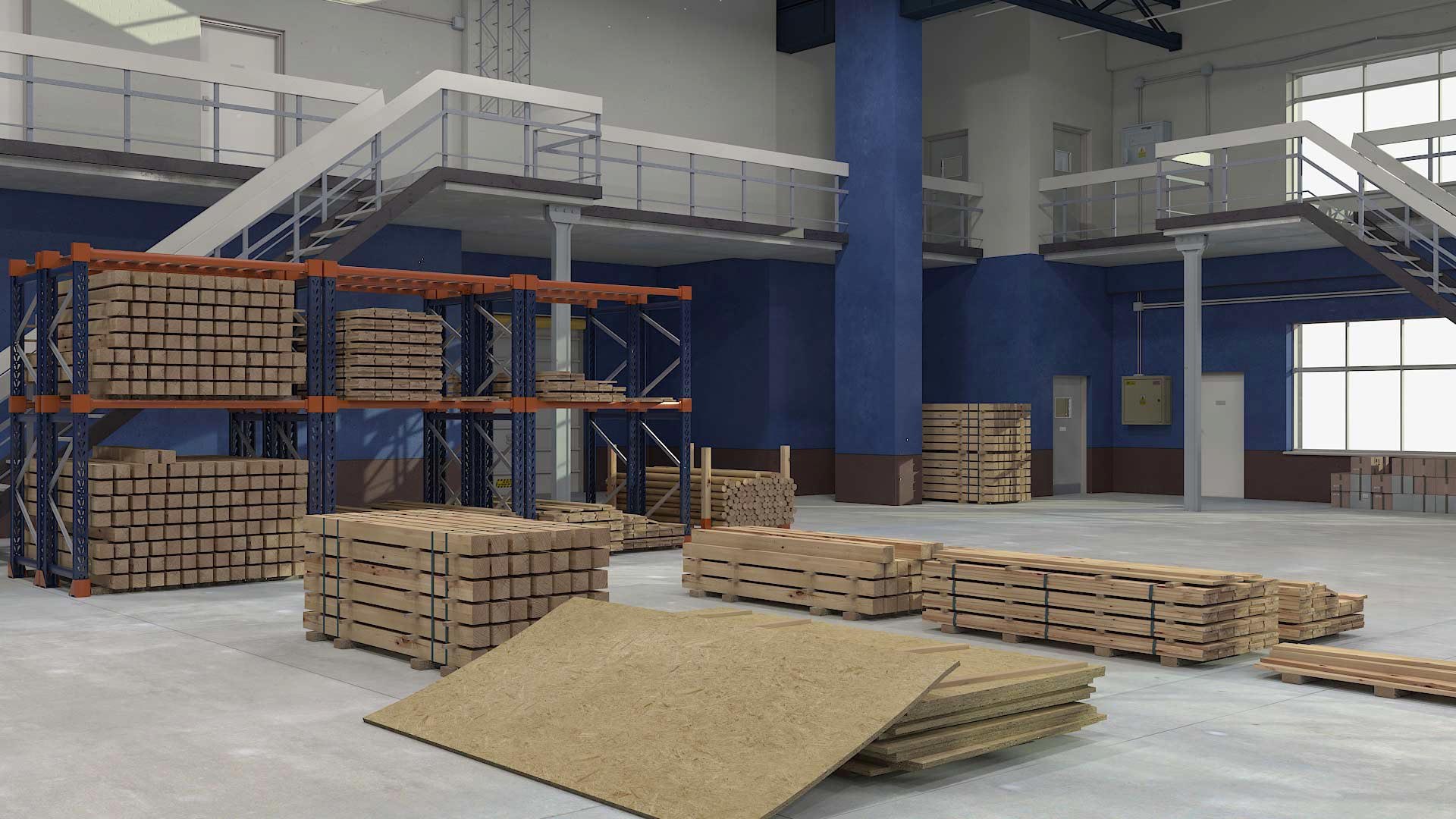Warehouse Interior And Exterior PBR 02b Storage Facility Model ...