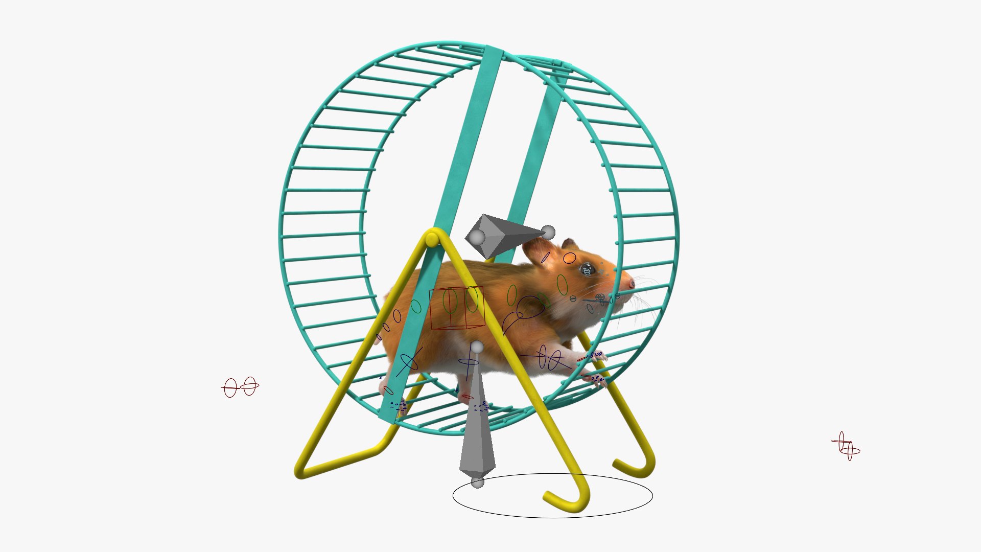 3D Small Hamster Runs In Wheel Animated Fur Rigged For Blender Model ...