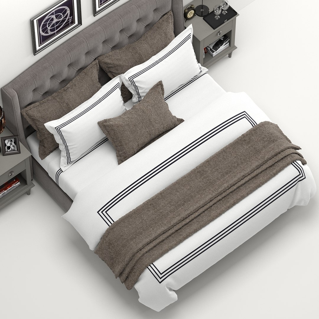 3D Rh Warner Tufted Bed Interior - TurboSquid 1242164