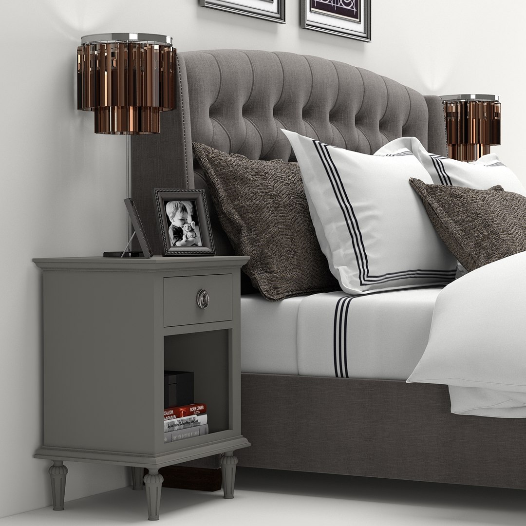 3D Rh Warner Tufted Bed Interior - TurboSquid 1242164