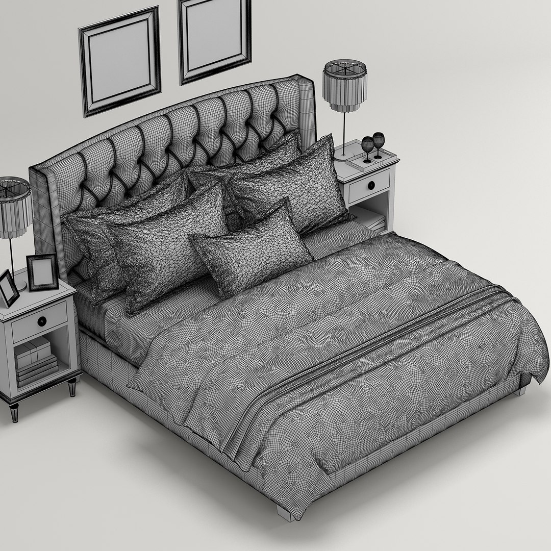 3D Rh Warner Tufted Bed Interior - TurboSquid 1242164