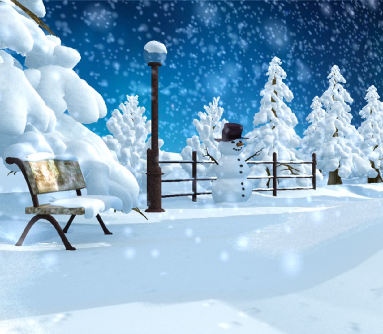 3d Max Winter Park Snow Conifer Trees