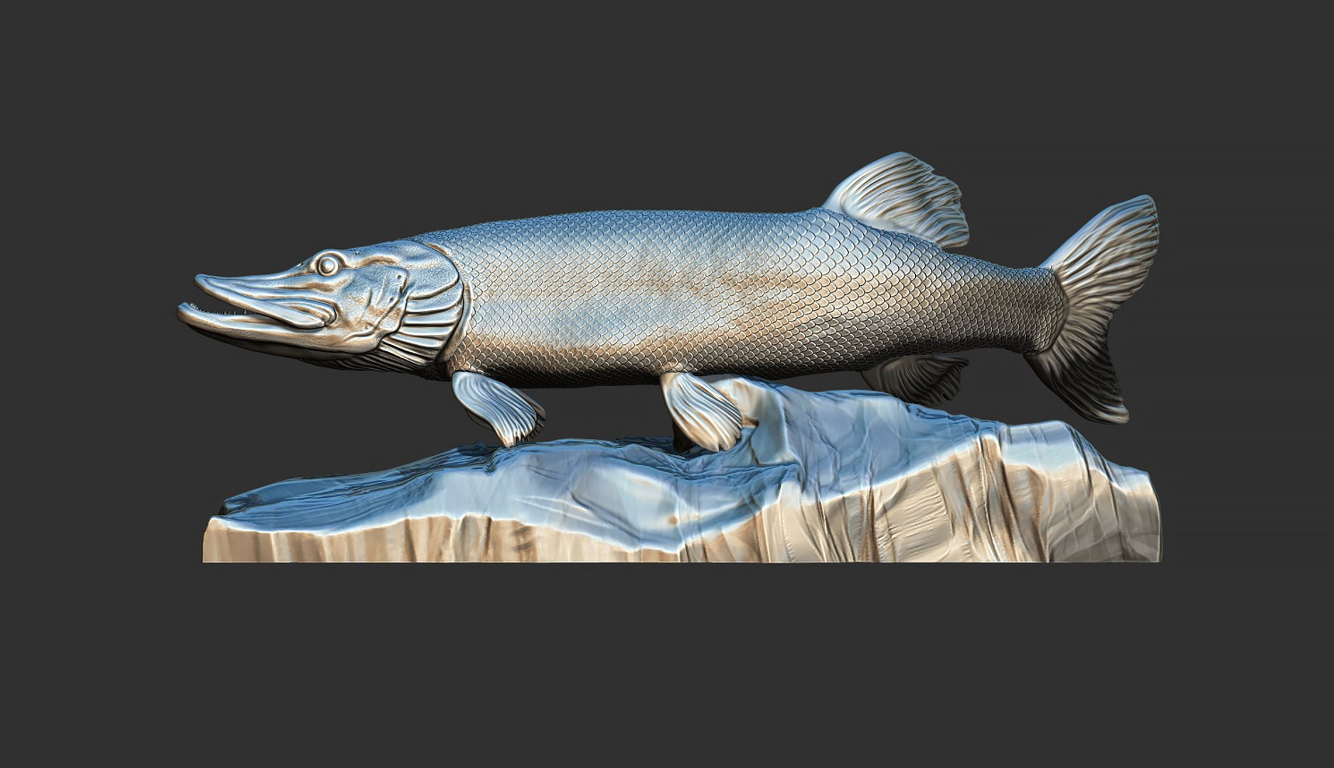 3D Model Pike Fish On The Base - TurboSquid 1916010