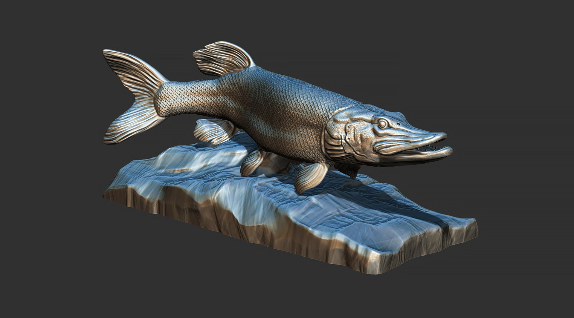 3D Model Pike Fish On The Base - TurboSquid 1916010