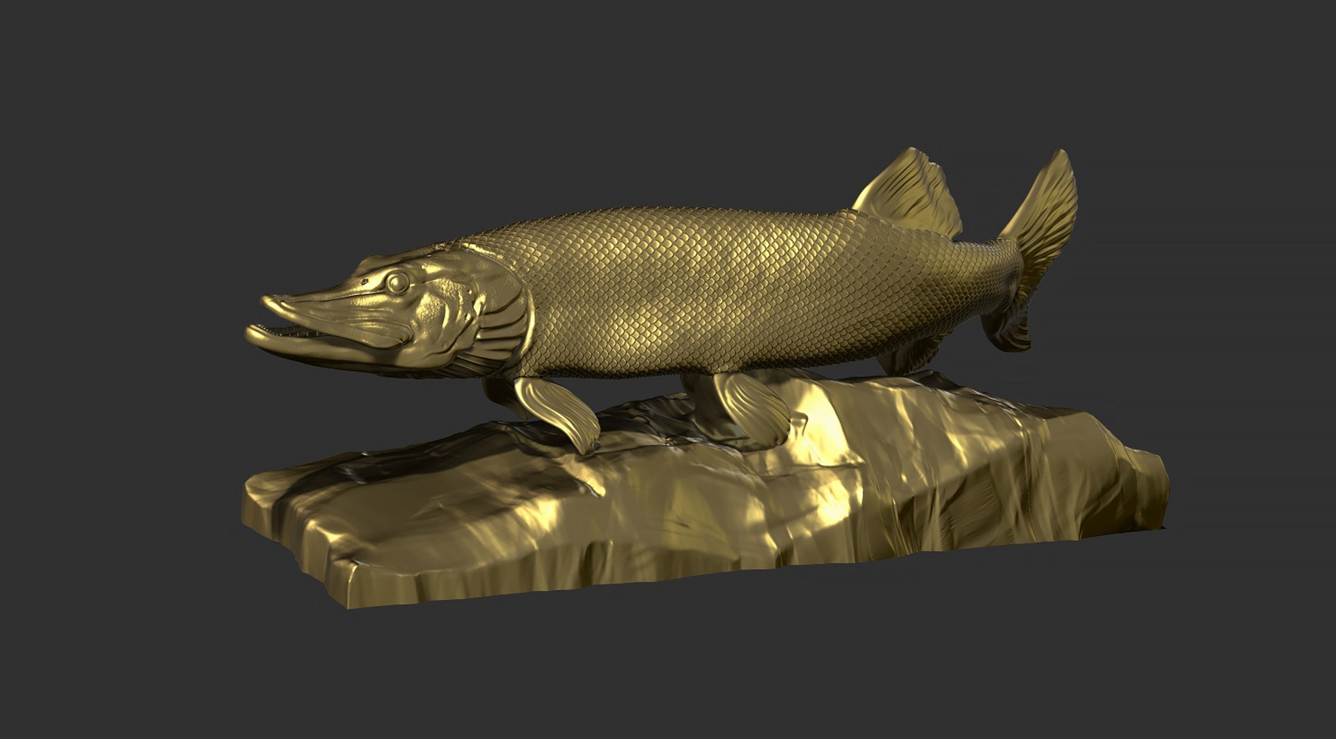 3D Model Pike Fish On The Base - TurboSquid 1916010