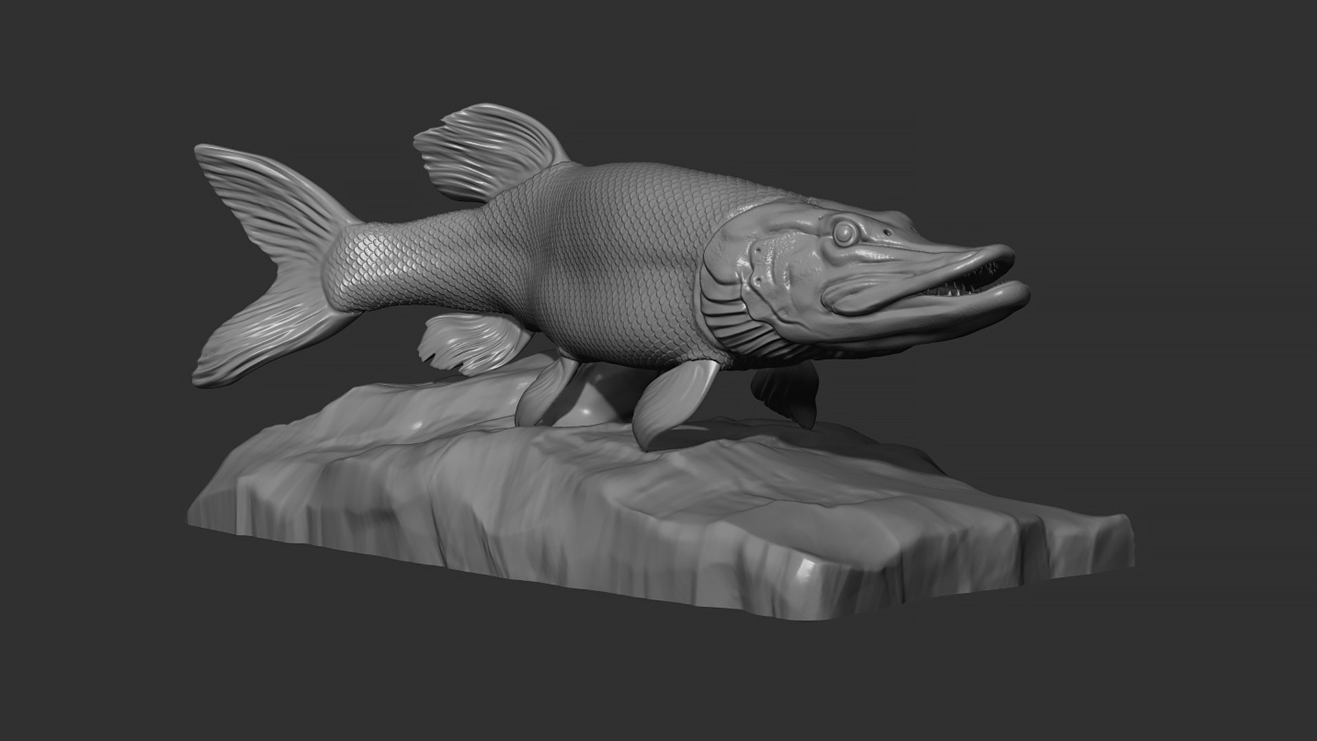 3D Model Pike Fish On The Base - TurboSquid 1916010
