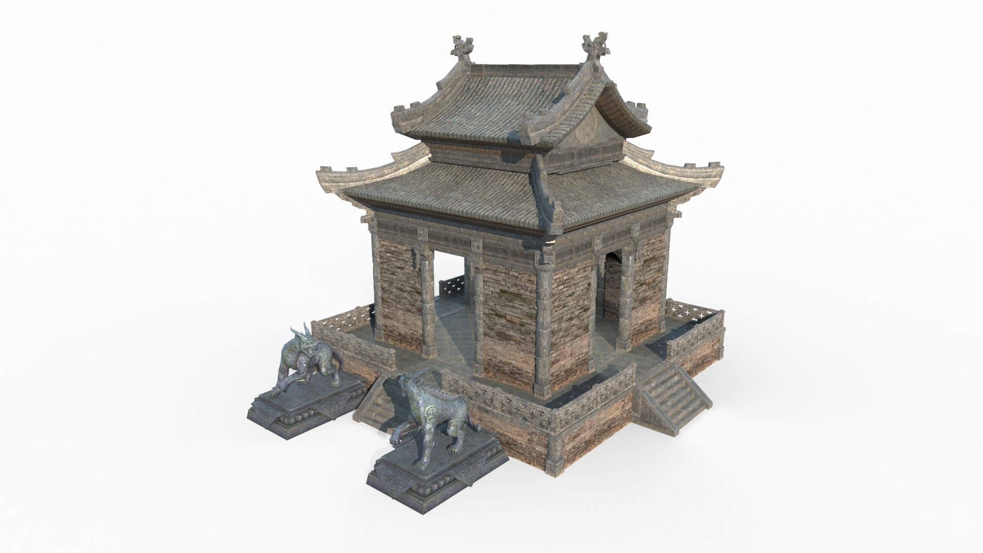 Ancient Asian Architectural Temples 3D Model - TurboSquid 2034206