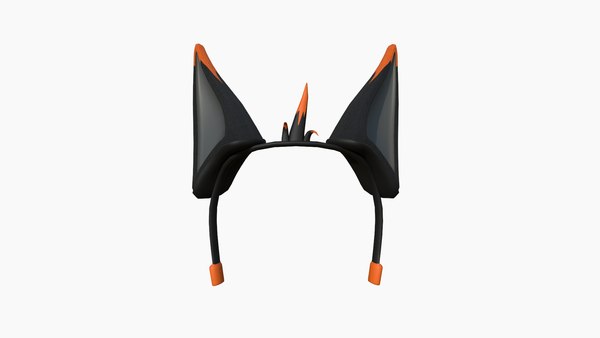 modelo 3d Furry Ears Tiara D12 Black Orange - Headband Character Design ...