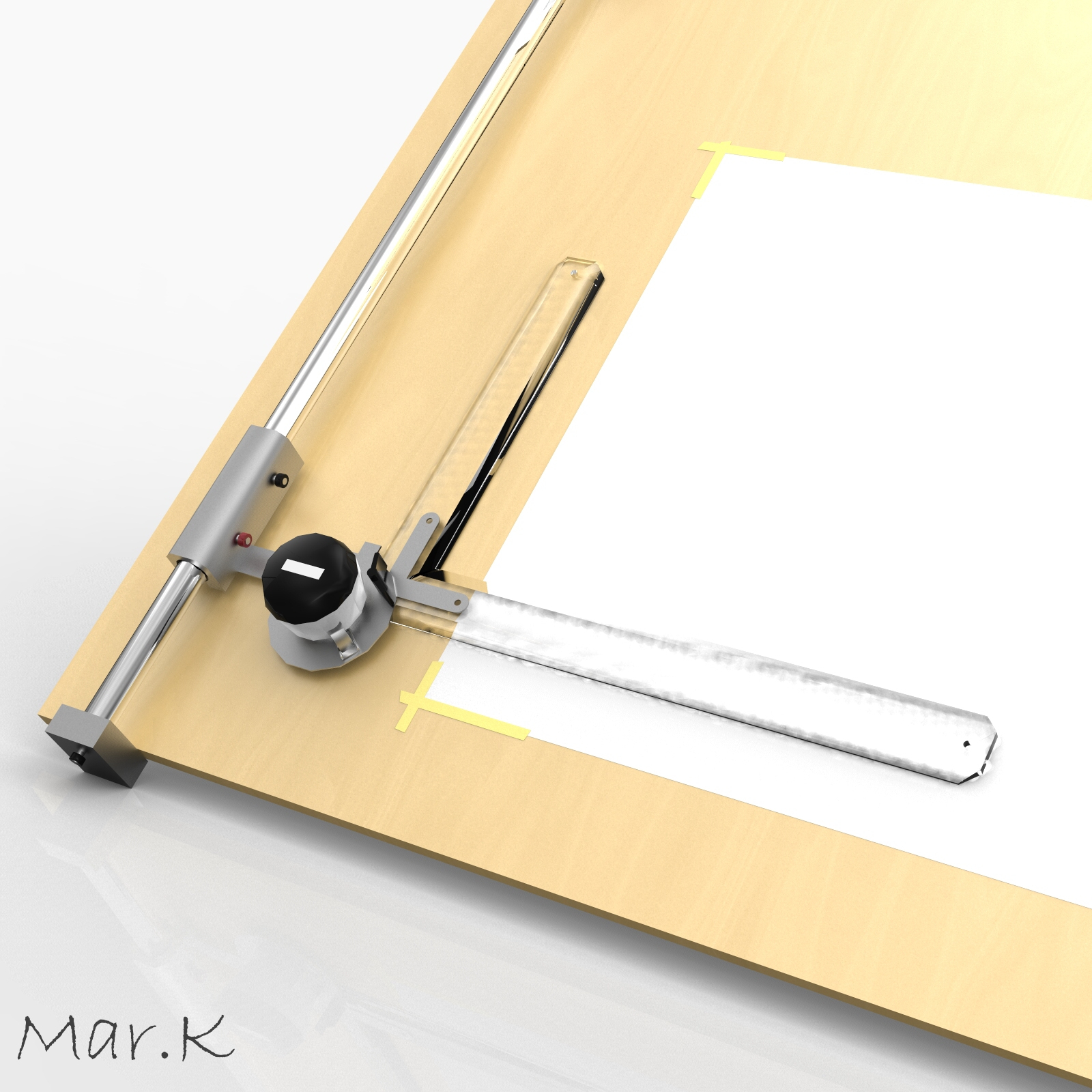 3d old drafting track machine model