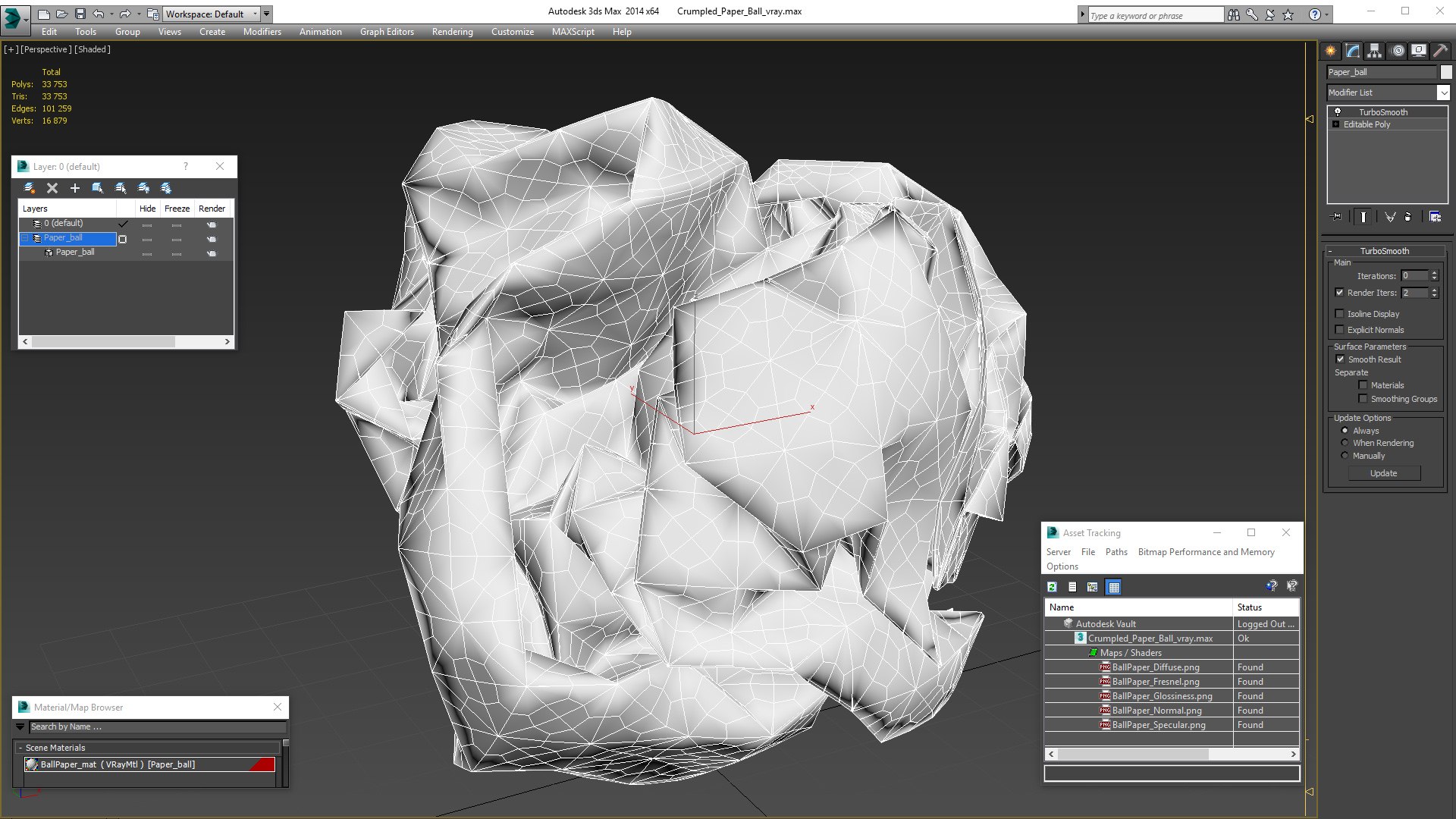 Crumpled Paper Ball 3D Model - TurboSquid 1511235