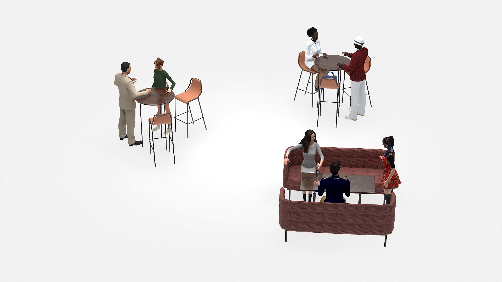 Casual People In Cafe Setting Fur 3D - TurboSquid 2316267
