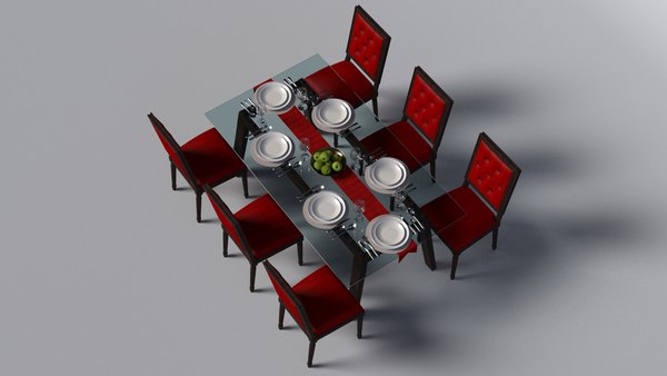 Dining set table 3D model - TurboSquid 1597622