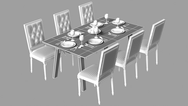 Dining set table 3D model - TurboSquid 1597622