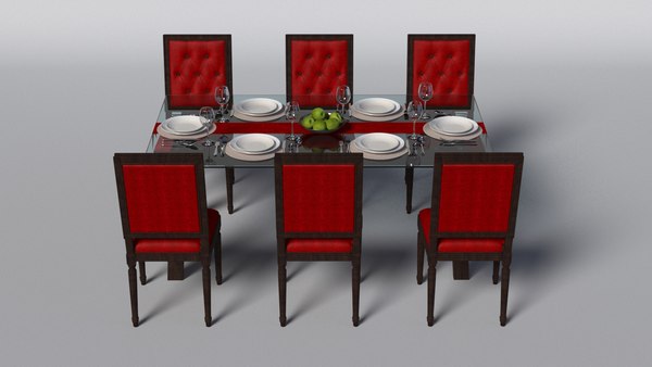 Dining set table 3D model - TurboSquid 1597622