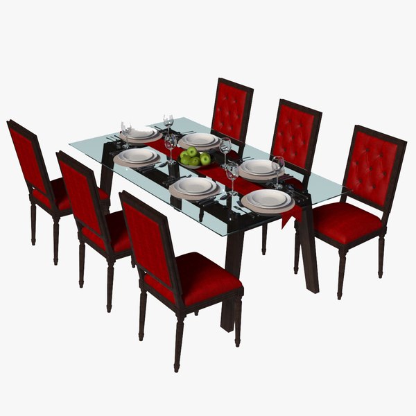 Dining set table 3D model - TurboSquid 1597622