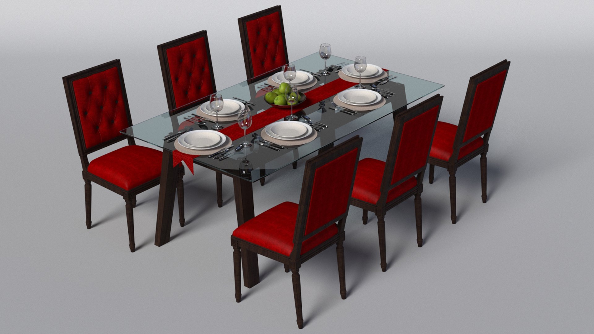 Dining set table 3D model - TurboSquid 1597622