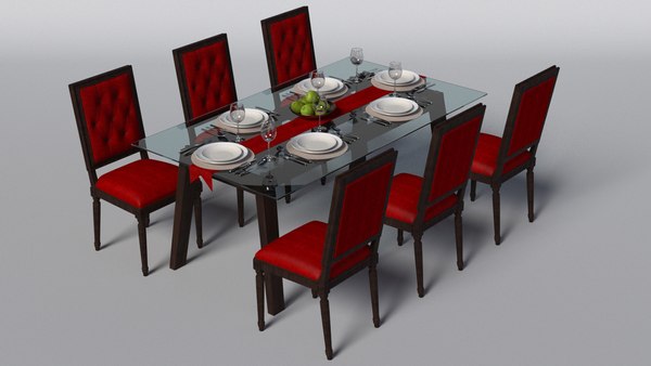 Dining set table 3D model - TurboSquid 1597622