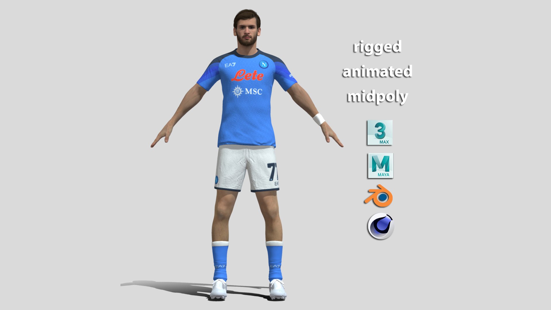 3D Model T-P Rigged Kvaratskhelia Napoli - TurboSquid 2059025