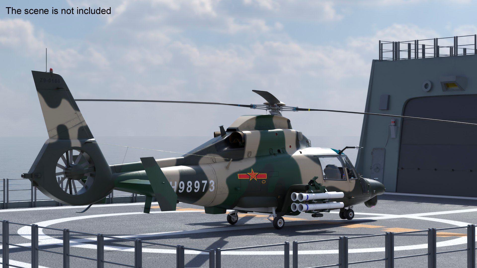3D Military Harbin Z-9WZ Helicopter On Naval Ship Deck - TurboSquid 2362374