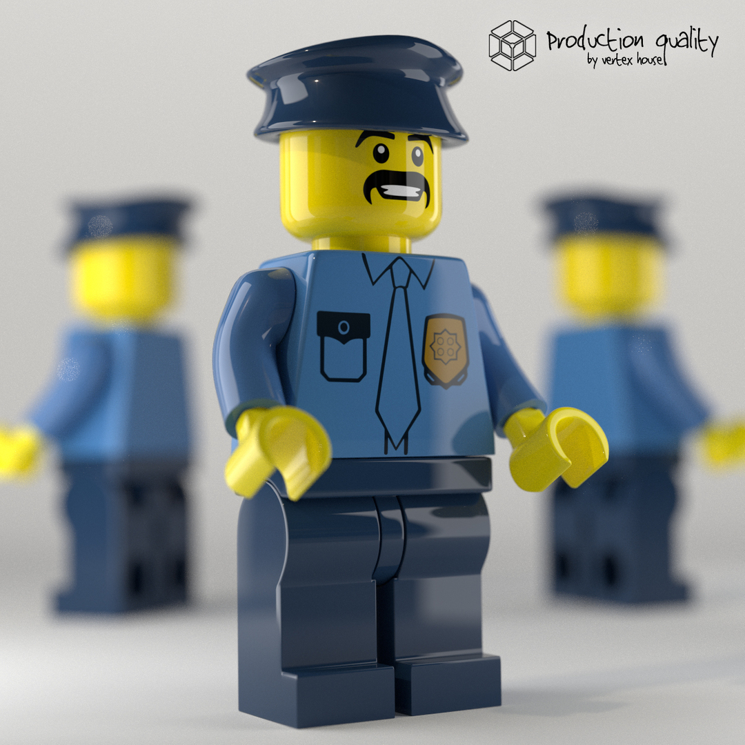 3d lego police figure model