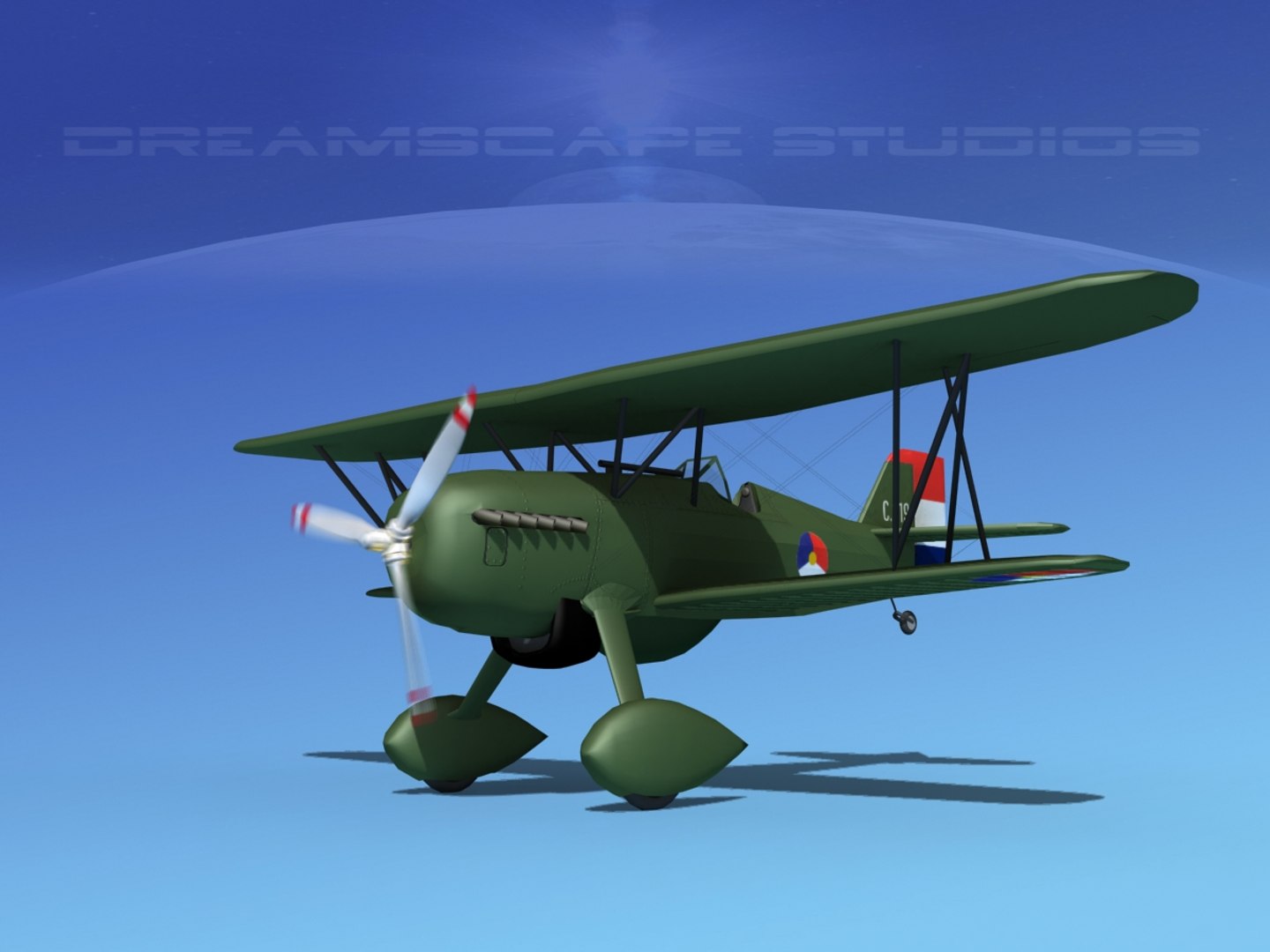 3d Curtiss Hawk Fighter P-6 Model