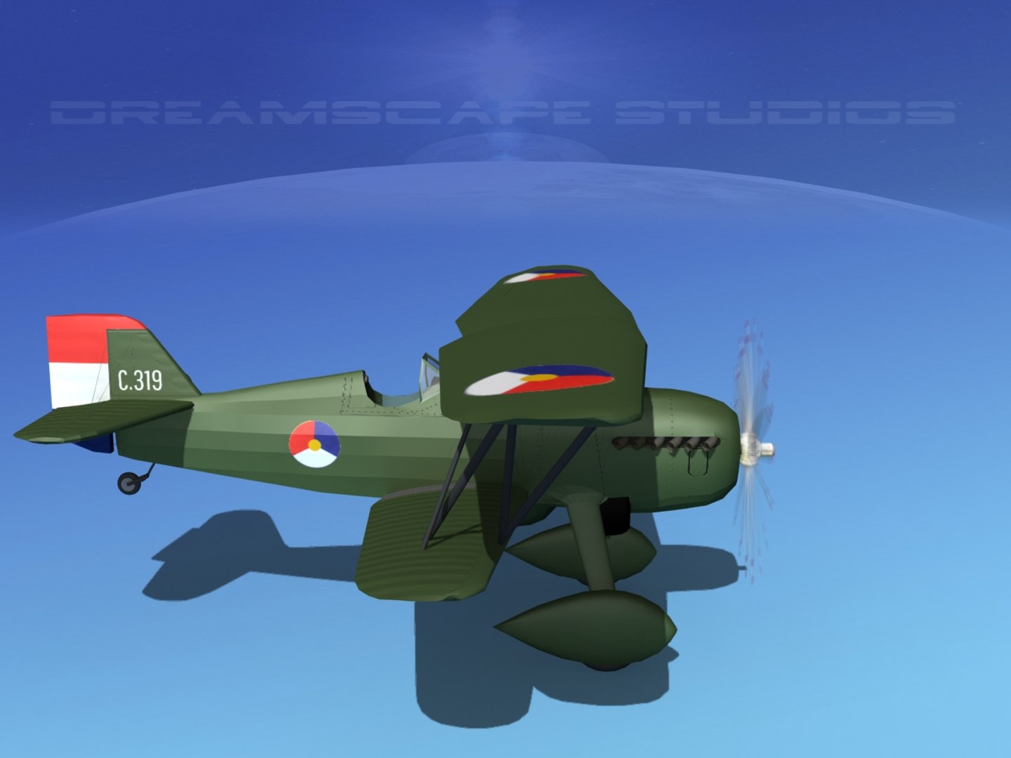 3d Curtiss Hawk Fighter P-6 Model