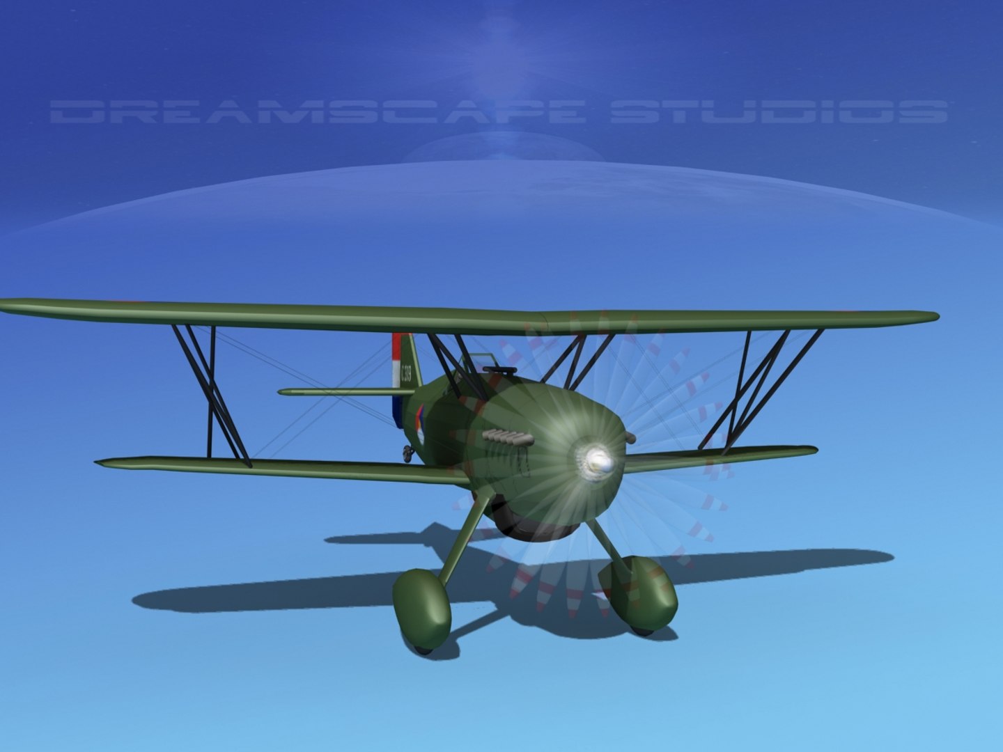 3d Curtiss Hawk Fighter P-6 Model