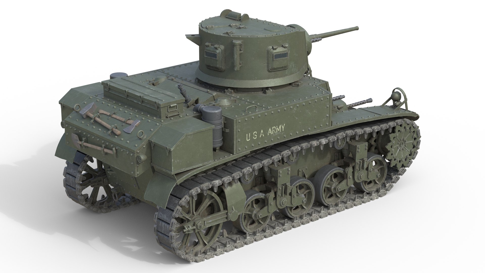 3D M3 Stuart Light Tank - TurboSquid 2342333