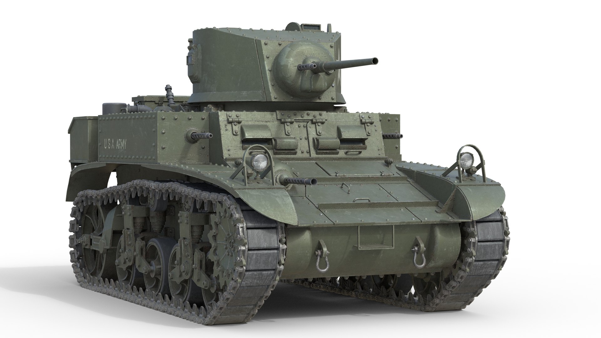 3D M3 Stuart Light Tank - TurboSquid 2342333