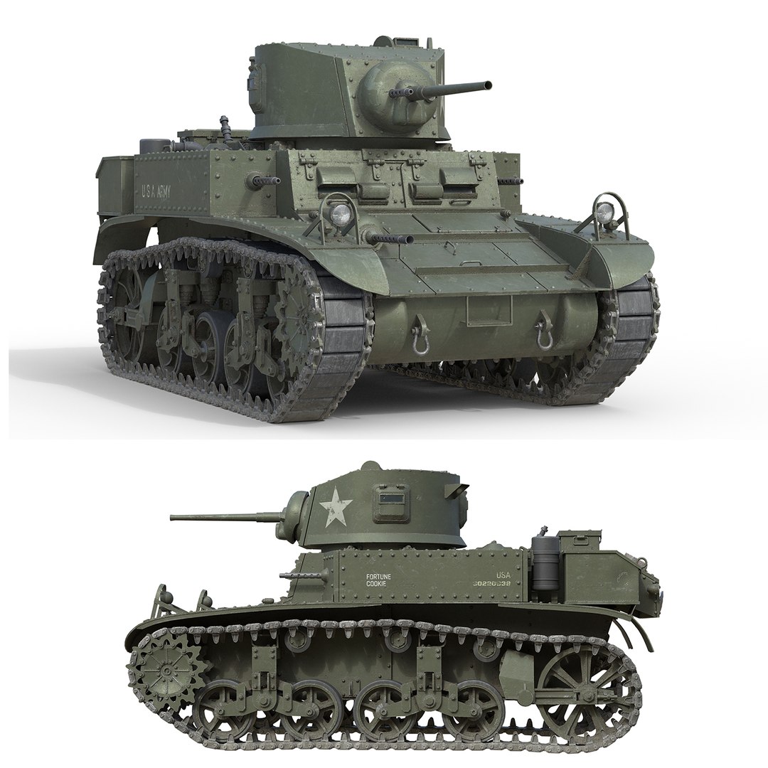 3D M3 Stuart Light Tank - TurboSquid 2342333