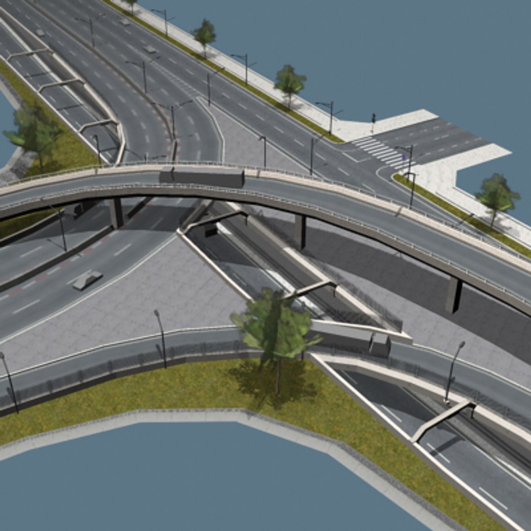 3d Street Highway Complex Model