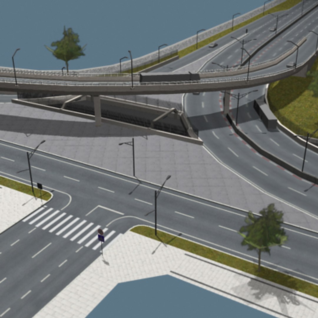3d Street Highway Complex Model