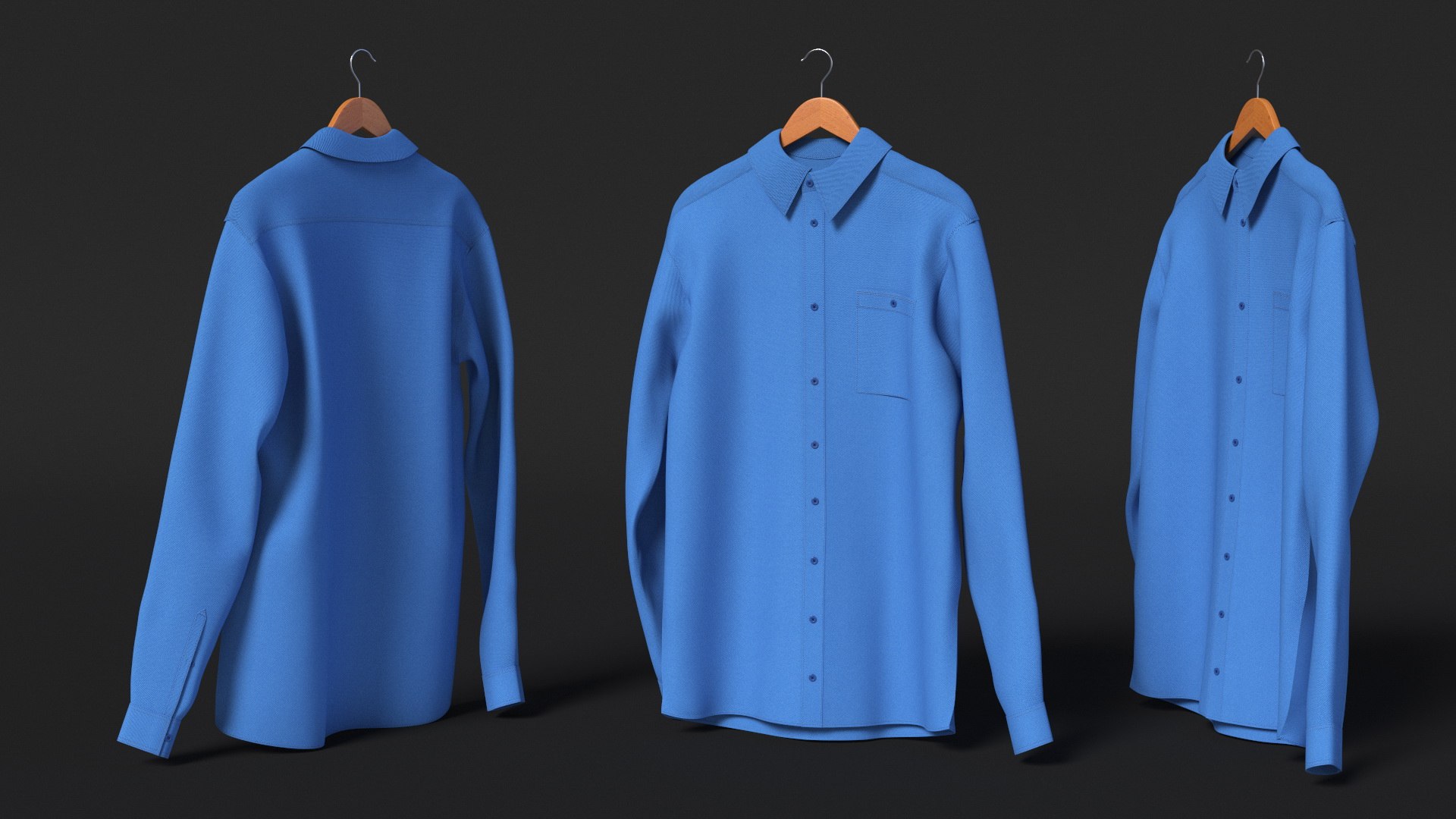 3D Model Mens Long Sleeve Dress Shirt On Hanger - TurboSquid 2326393
