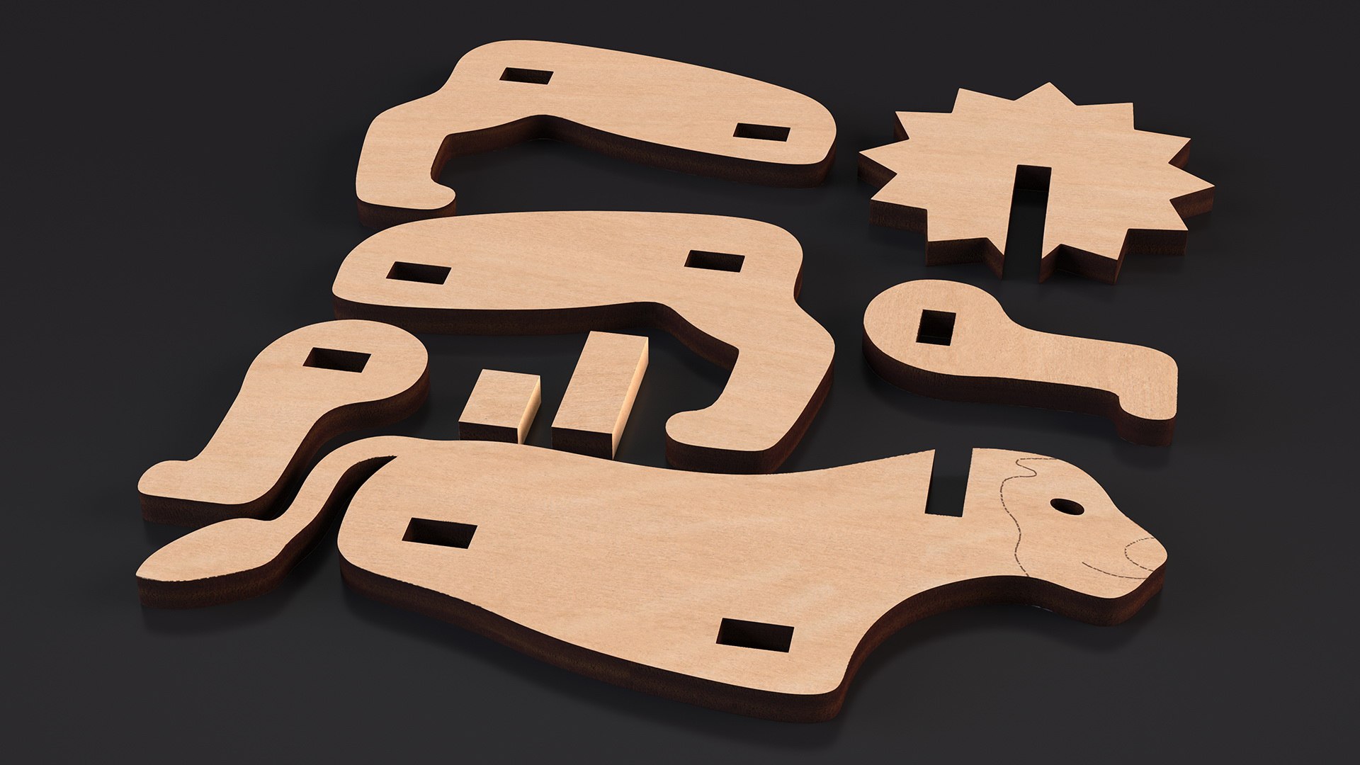 Disassembled 3d Wooden Puzzle Model - TurboSquid 2068523