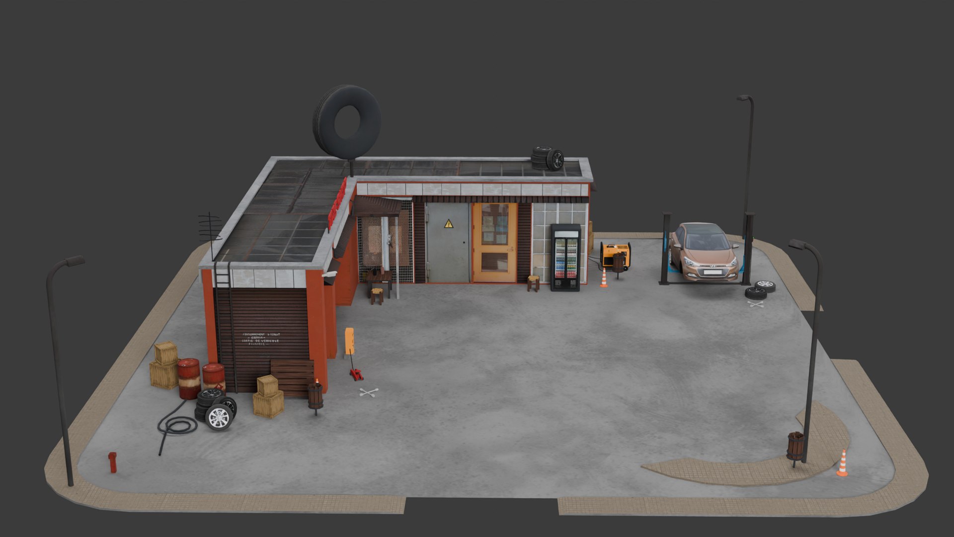 3D Model Low Poly - Garage - Tire Shop - Auto Service - TurboSquid 2344175