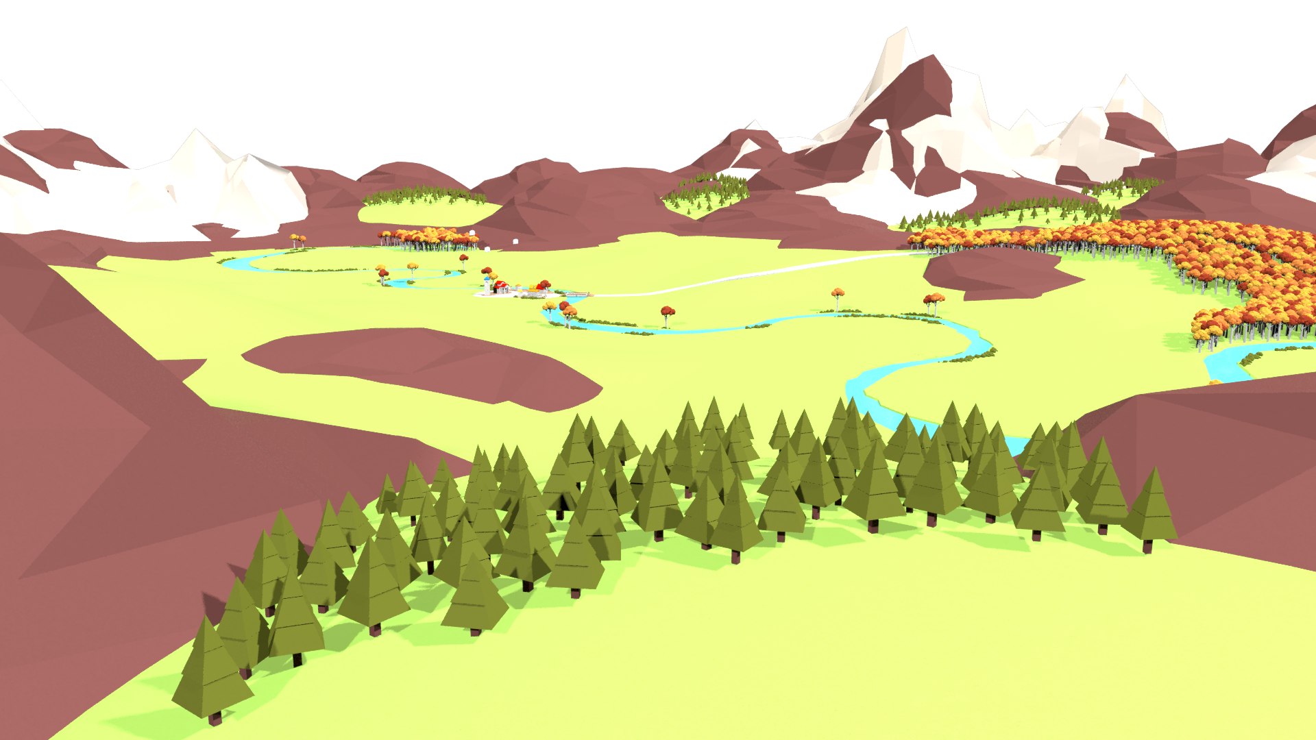 3D 3D Cartoon Valley Landscape Terrain Model - TurboSquid 1783236