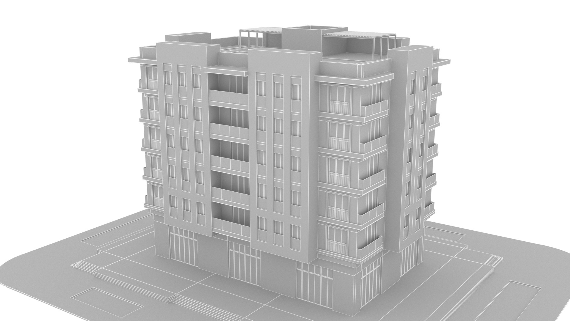 3D Apartment Building Realistic - TurboSquid 2293799