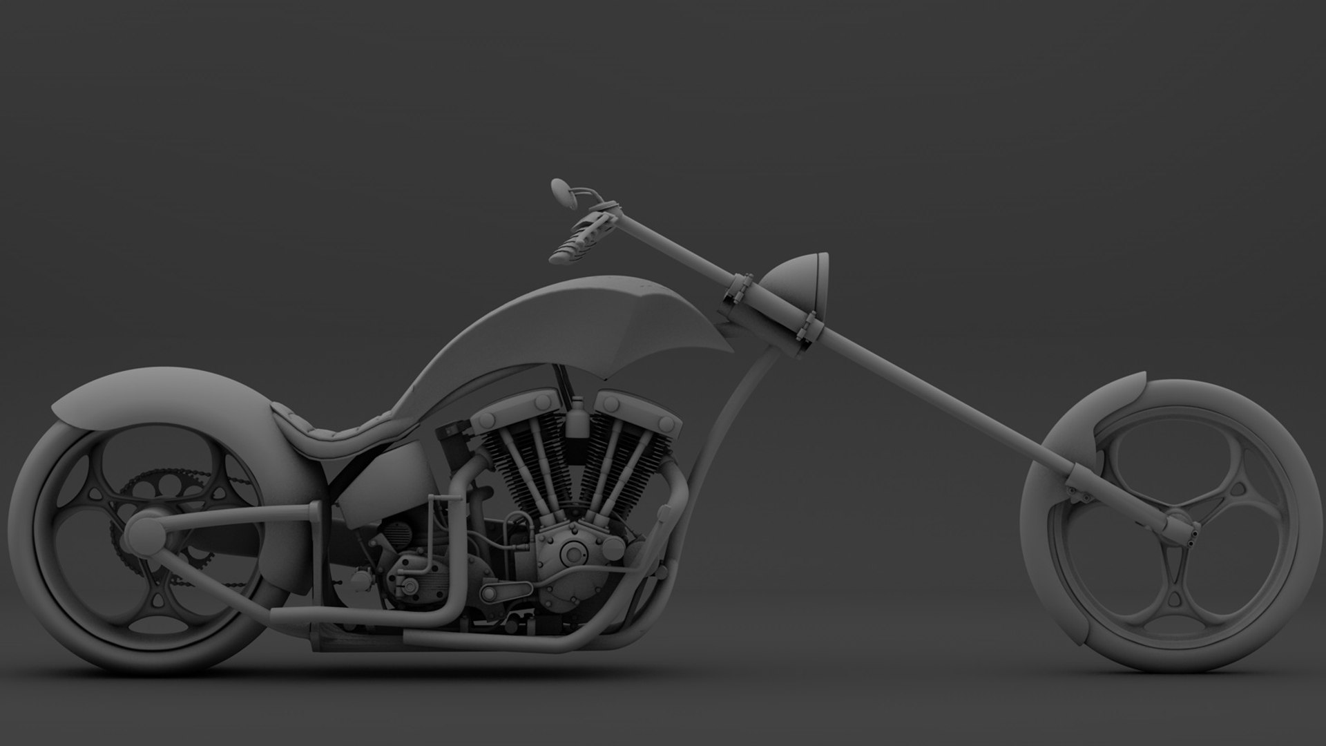 3d chopper motorcycle model