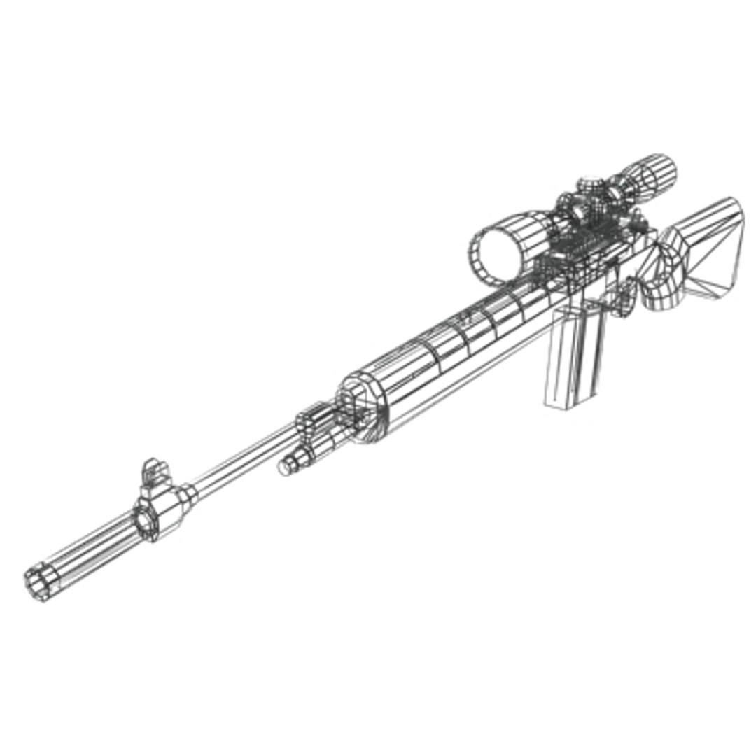 3d Model M14 M21 Rifle
