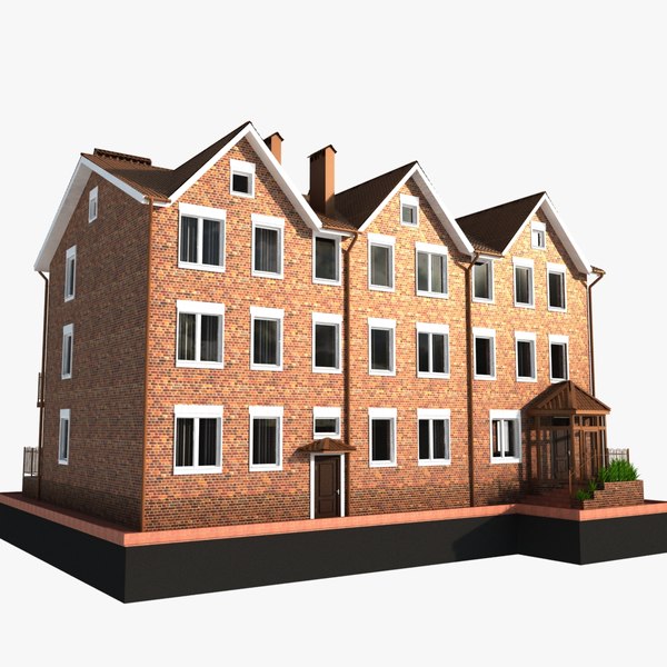 3d model house 3 story brick